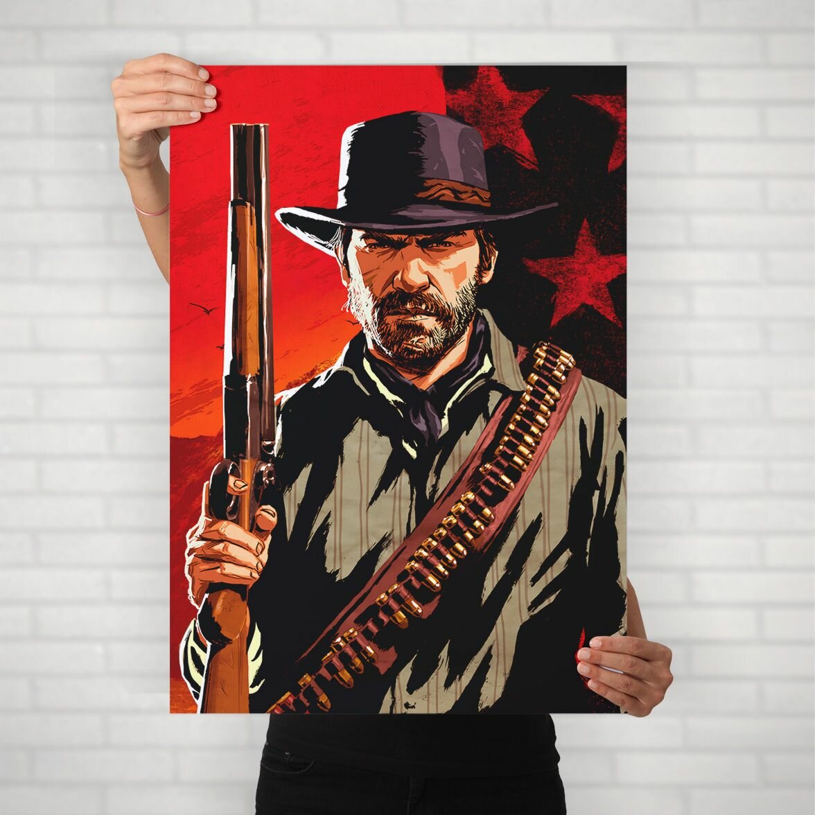Плакат на стену для интерьера Red Dead Redemption 2 (Артур Морган 2) - Постер по игре формата А1 (60x84 см)