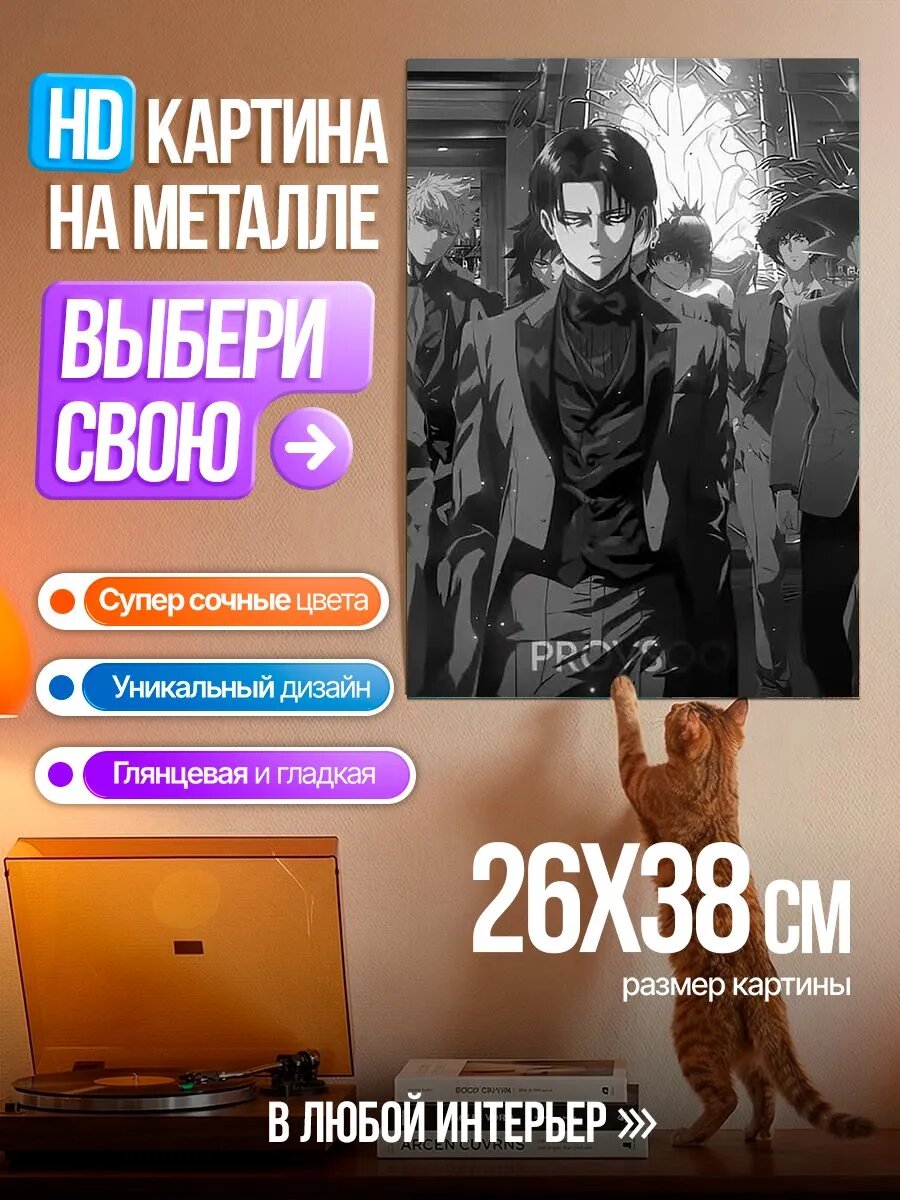 Картина на HD металле Леви Аккерман в костюме
