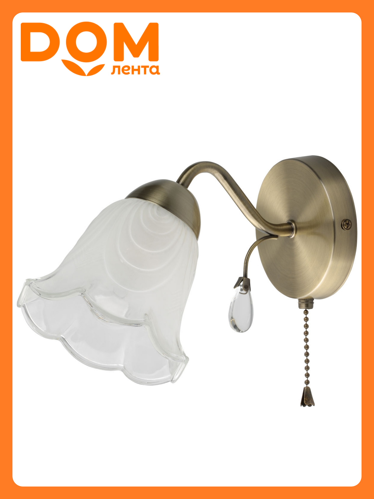 Бра флора 1хE14х40 Вт состаренная латунь 14х14х25 см