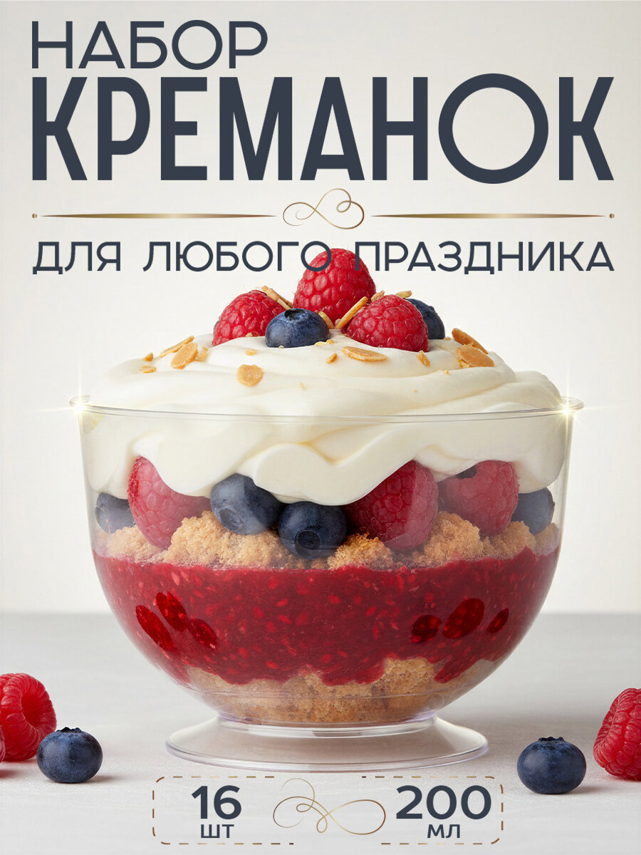 Креманка одноразовая, для десерта, для салата 16 шт.