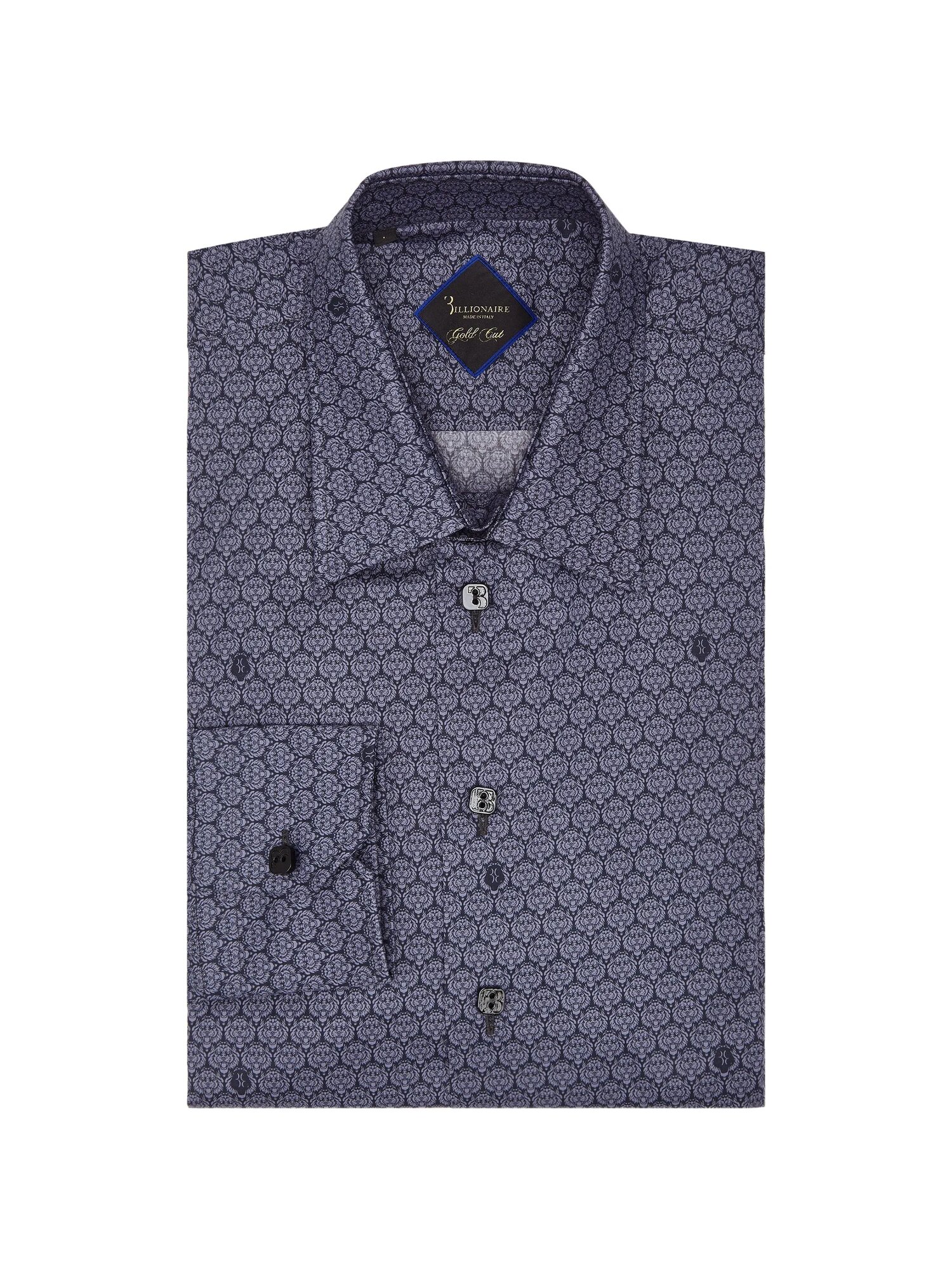 Рубашка Billionaire Lion-print button-up shirt, размер S, Синий принт — фото 1