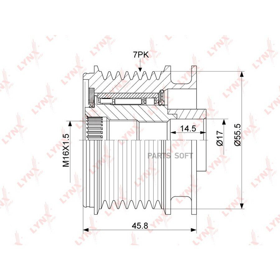 Муфта свободного хода генератора MERCEDES-BENZ C180K-250(W204/W204) 02-14 / E200-250(W212) 09> от официального дистрибьютора, LYNXAUTO, артикул PA1113