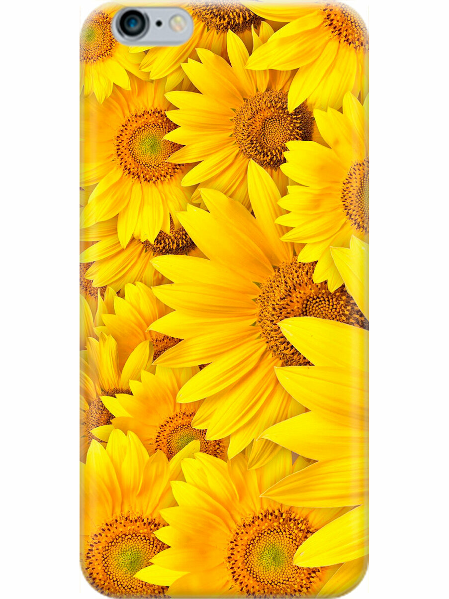 Силиконовый чехол на Apple iPhone 6s / 6 / Эпл Айфон 6 / 6с с рисунком "Море подсолнухов"