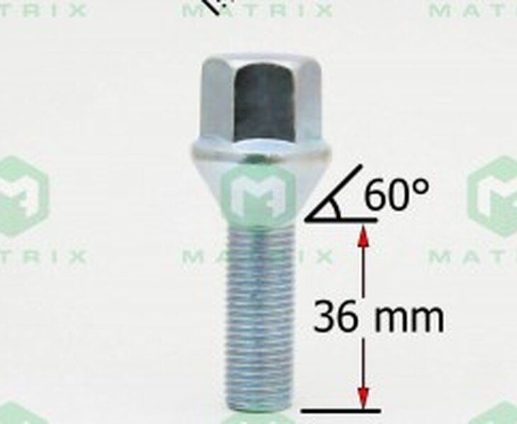 Болт колеса М12 х 1,25 конус L=36мм******************************