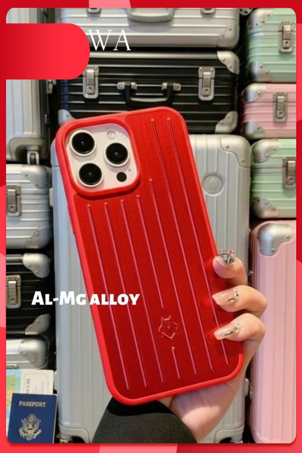 Алюминиевый чехол RIMOWA для iPhone 16 Pro Max в стиле чемодана c