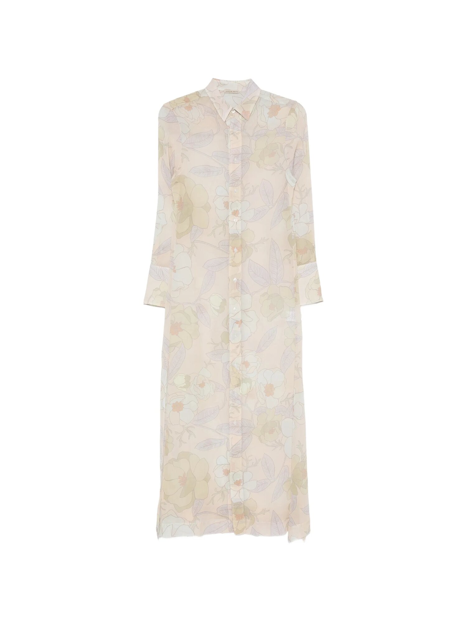 Платье Floral-print long-sleeve shirt midi dress