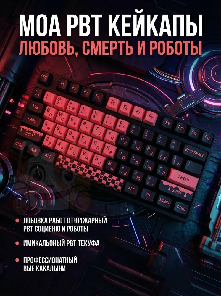 Кейкапы для механической клавиатуры Demo AK-01 ENG + RU, pbt, MOA
