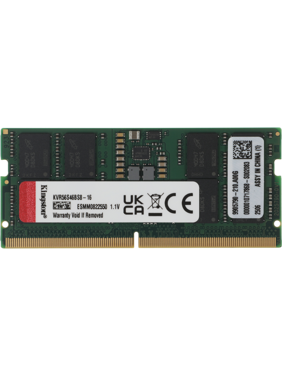 Память DDR5 16GB 5600MHz Kingston KVR56S46BS8-16 Valueram RTL PC5-44800 CL46 SO-DIMM 262-pin 1.1В single rank RTL