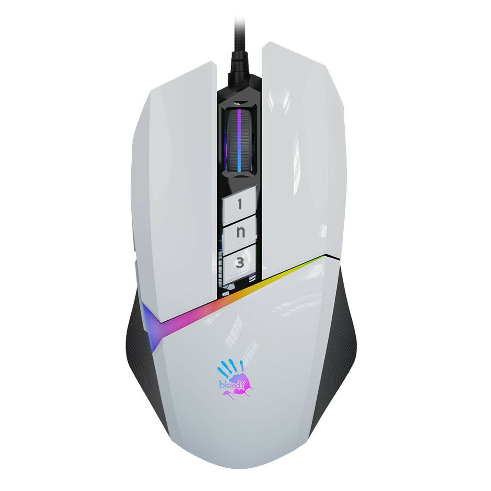 Мышь проводная компьютерная Bloody W60 Max белый оптическая