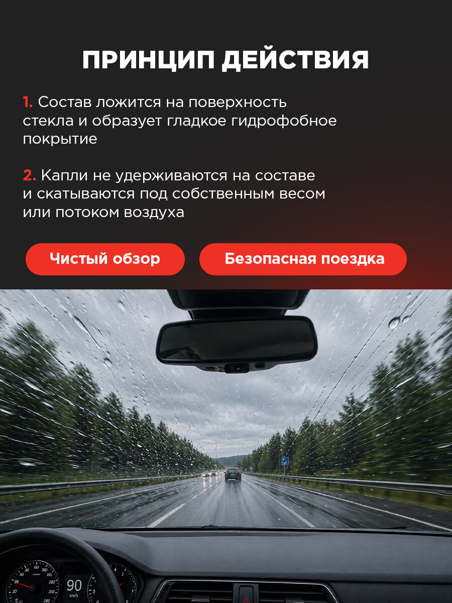 Антидождь для стекол и зеркал автомобиля REXANT, 500 мл, спрей, гидрофобное покрытие — фото 1