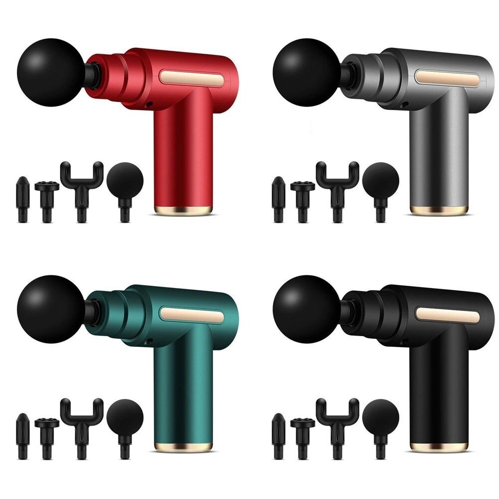 Перкуссионный мышечный массажер для тела Massage Gun, массажный пистолет с набором насадок, с регулировкой скорости, массажер для шеи, ног, тела, спины, мышц, антицеллюлитный, снятие триггерных точек