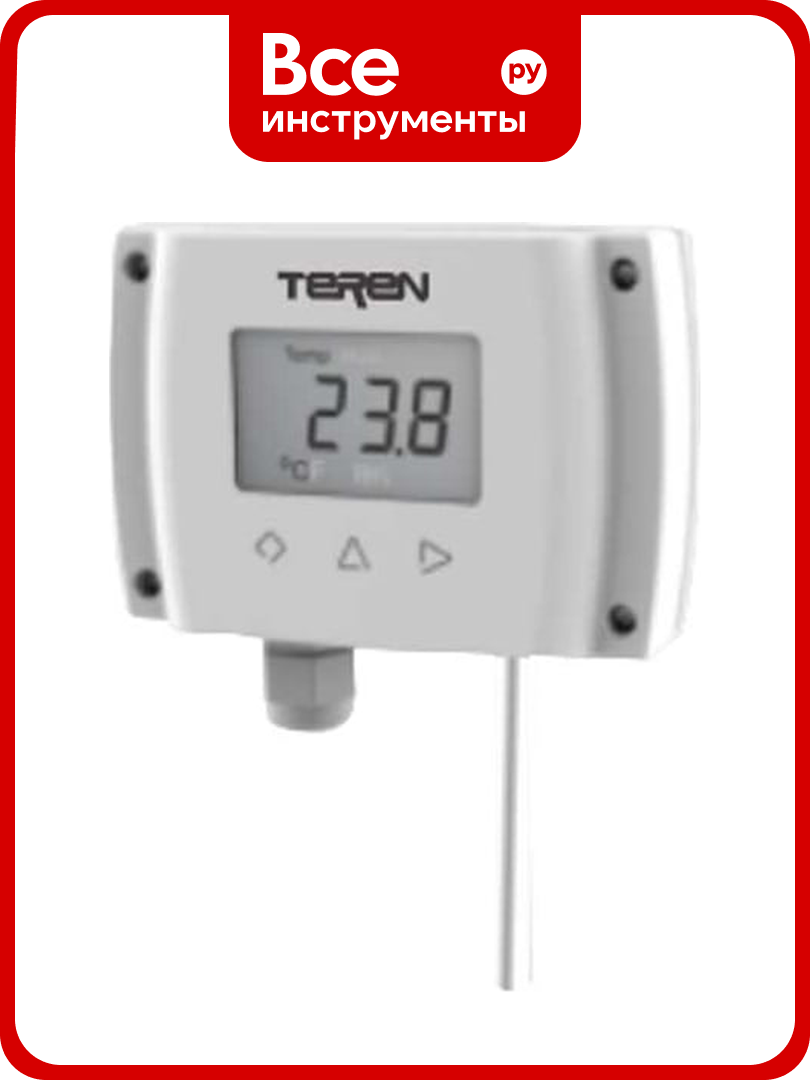 Цифровой датчик температуры наружного воздуха, RS485/Modbus RTU, ЖК‑дисплей и клавиши, сетевое питание 24В, защита