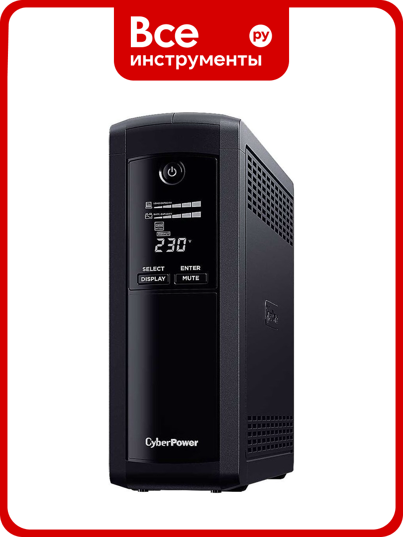 ИБП CYBERPOWER Line-Interactive1200VA/720W USB/RS-232/RJ11/45 4 + 4 IEC С13 VP1200EILCD, батарейная