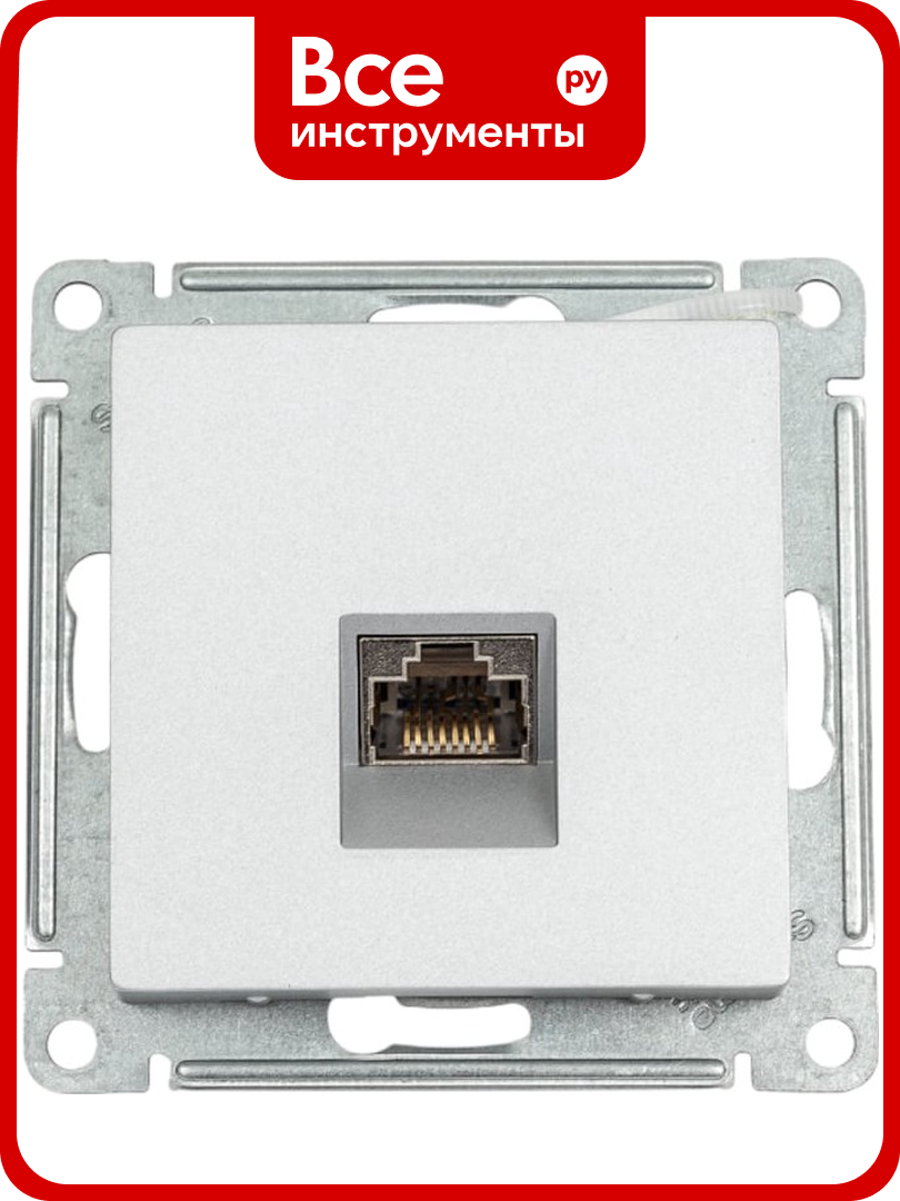 Компьютерная розетка Systeme Electric AtlasDesign Алюминий RJ45, кат. 6A, механизм