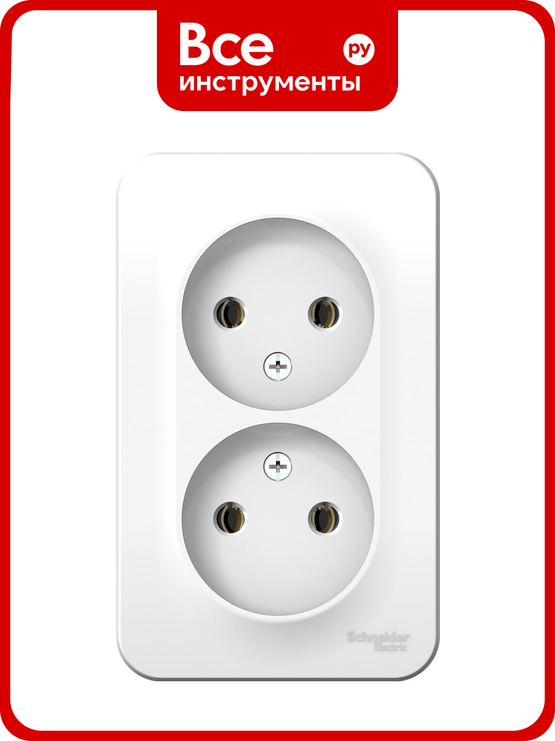 Двойная розетка Systeme Electric BLANCA О/У без заземления, без шторок, белый BLNRA000211, пластиковый