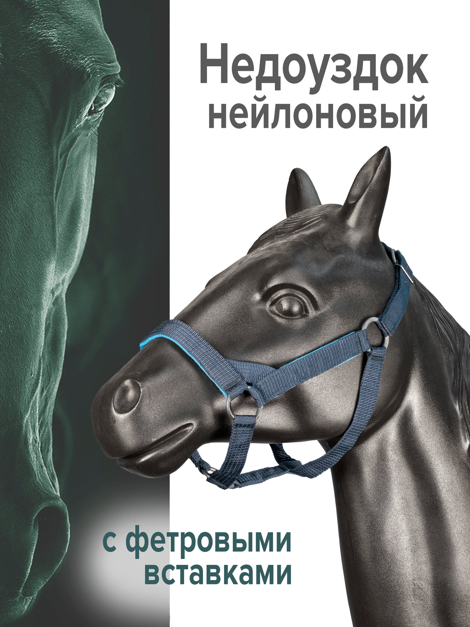 Недоуздок для лошади с фетром, двойной нейлон, 30 мм, Reiter