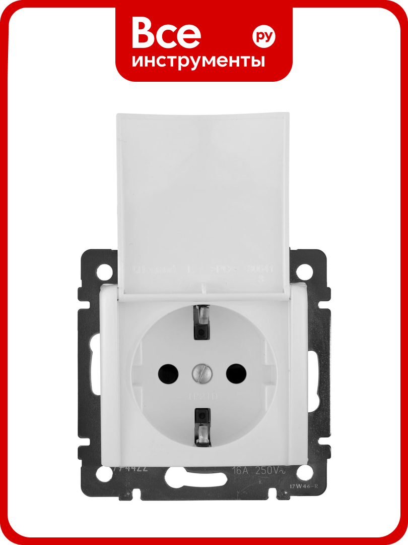 Розетка Legrand с заземлением Legrand Valena со шторками с защитной крышкой 16А 250В винтовые зажимы белый
