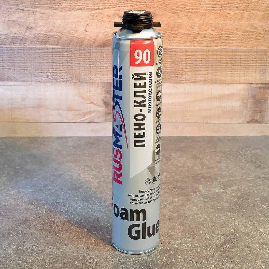 Пено-клей профессиональный "Rus-master Foam Glue 90" 880г для гипсокартона и утеплителя