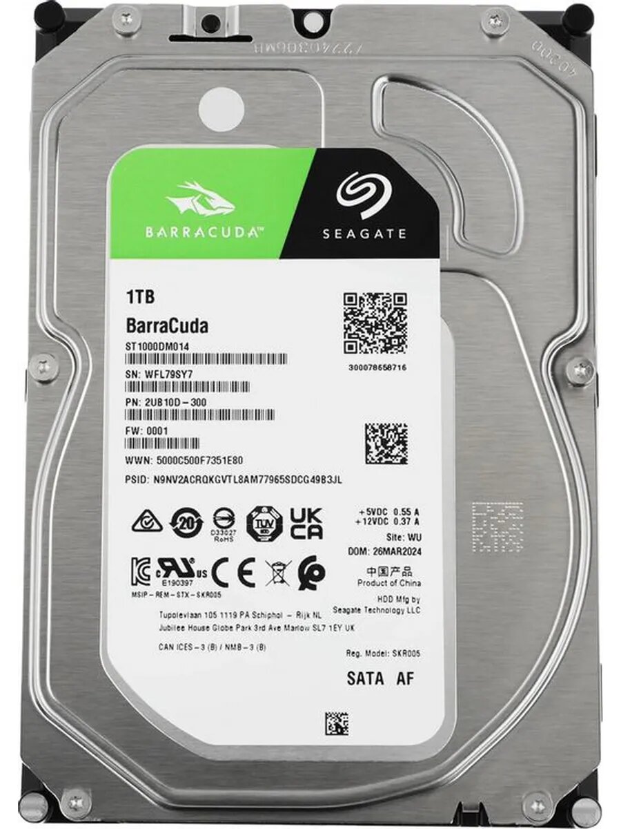 1 ТБ Жесткий диск BarraCuda (ST1000DM014) - 7200 об/мин