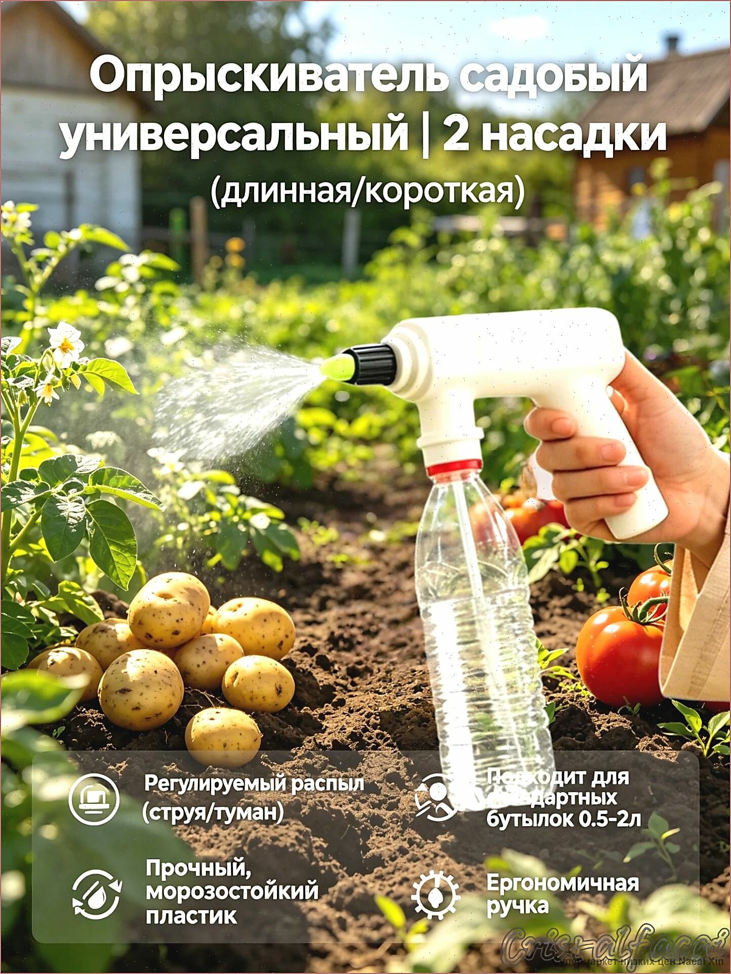 Опрыскиватель, пластиковый, аккумуляторный, максимальная дальность распыления 2 м