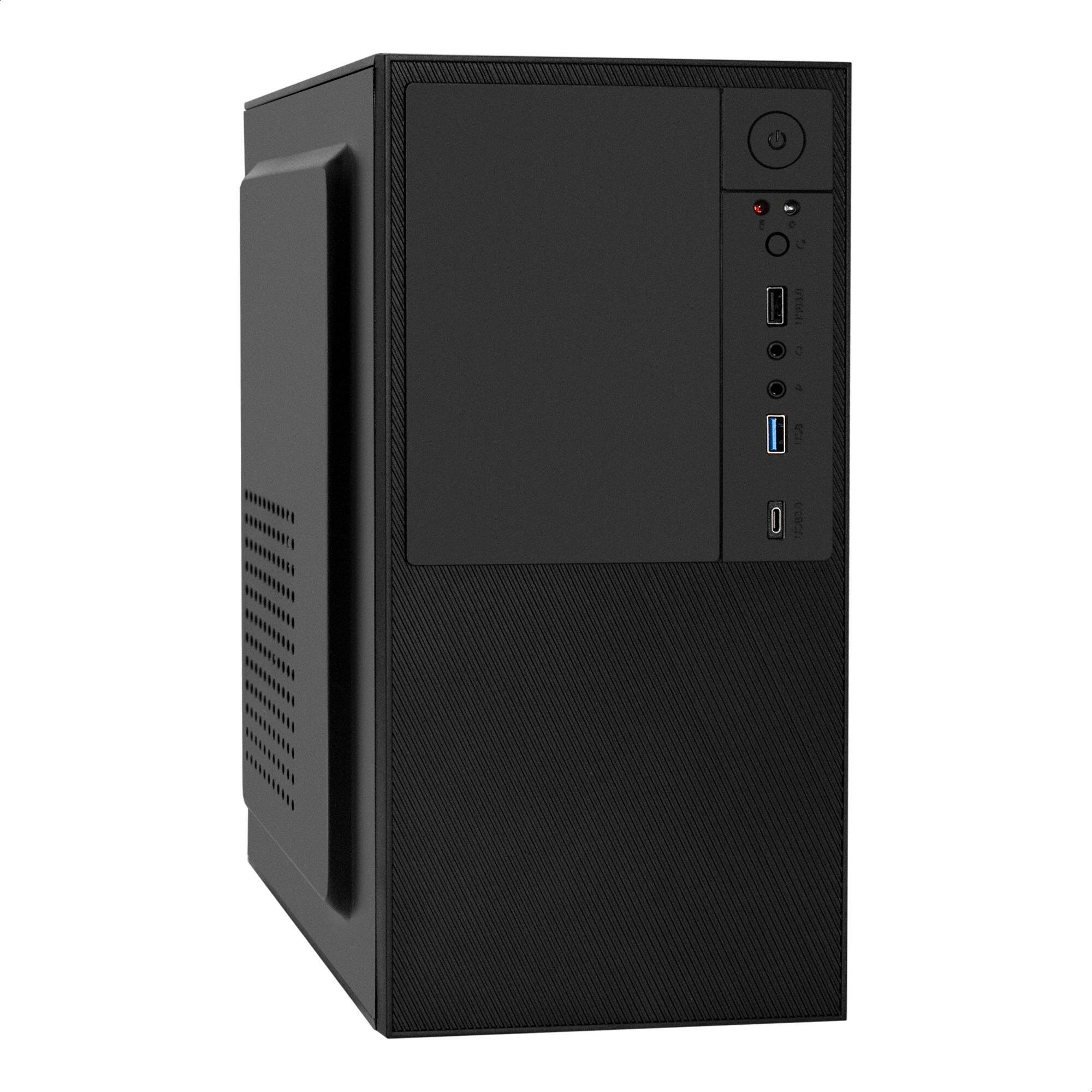 Корпус Minitower ExeGate BAA-308UC-UNS400 (mATX, БП UNS400 с вент. 12см, 1*USB+1*USB3.0+1*TypeC, HD Audio, черный)