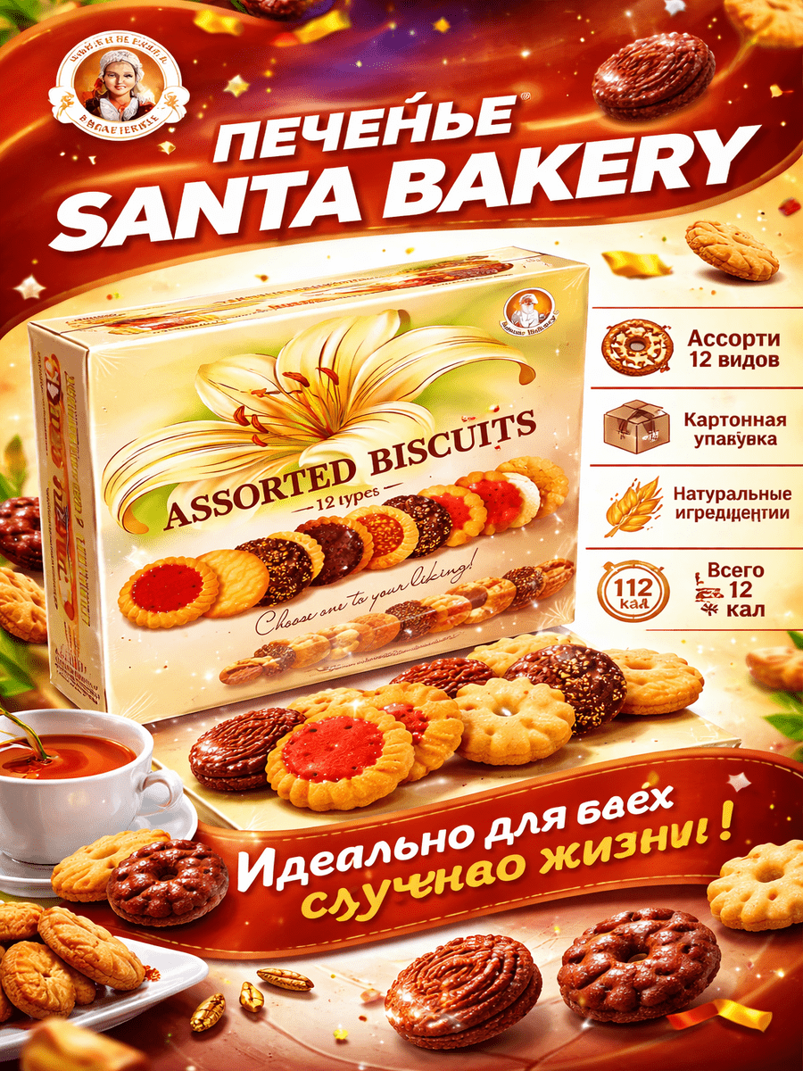 Печенье Santa Bakery Ассорти 12 видов, 750г