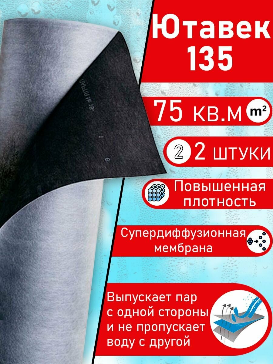 Juta Ютавек 135 jutavek (2 рулона 1,5 х 50 м / 150 кв. м) Мембрана супердиффузионная подкровельная водонепроницаемая