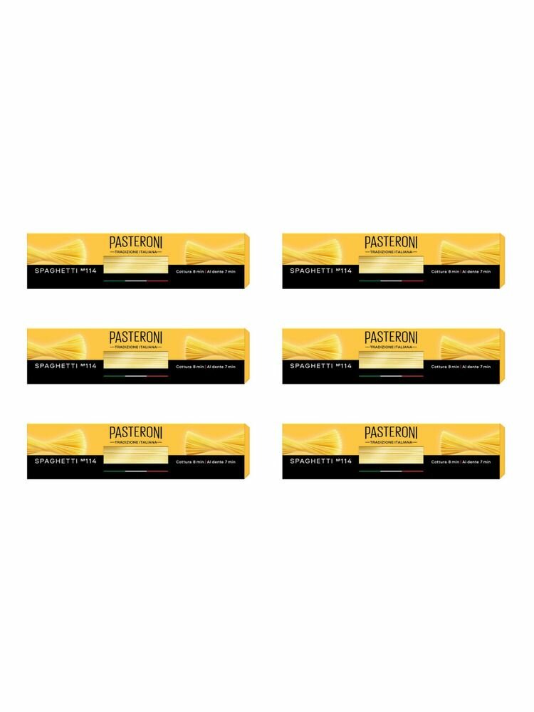 Pasteroni Макароны спагетти Spaghetti №114 высший сорт, 450 г, 6 шт