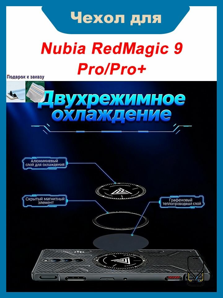 Чехол для Nubia RedMagic 9 Pro/Pro+, Игровой чехол с магнитной фиксацией и теплоотводом, защитный чехол в стиле меха для мобильных игр