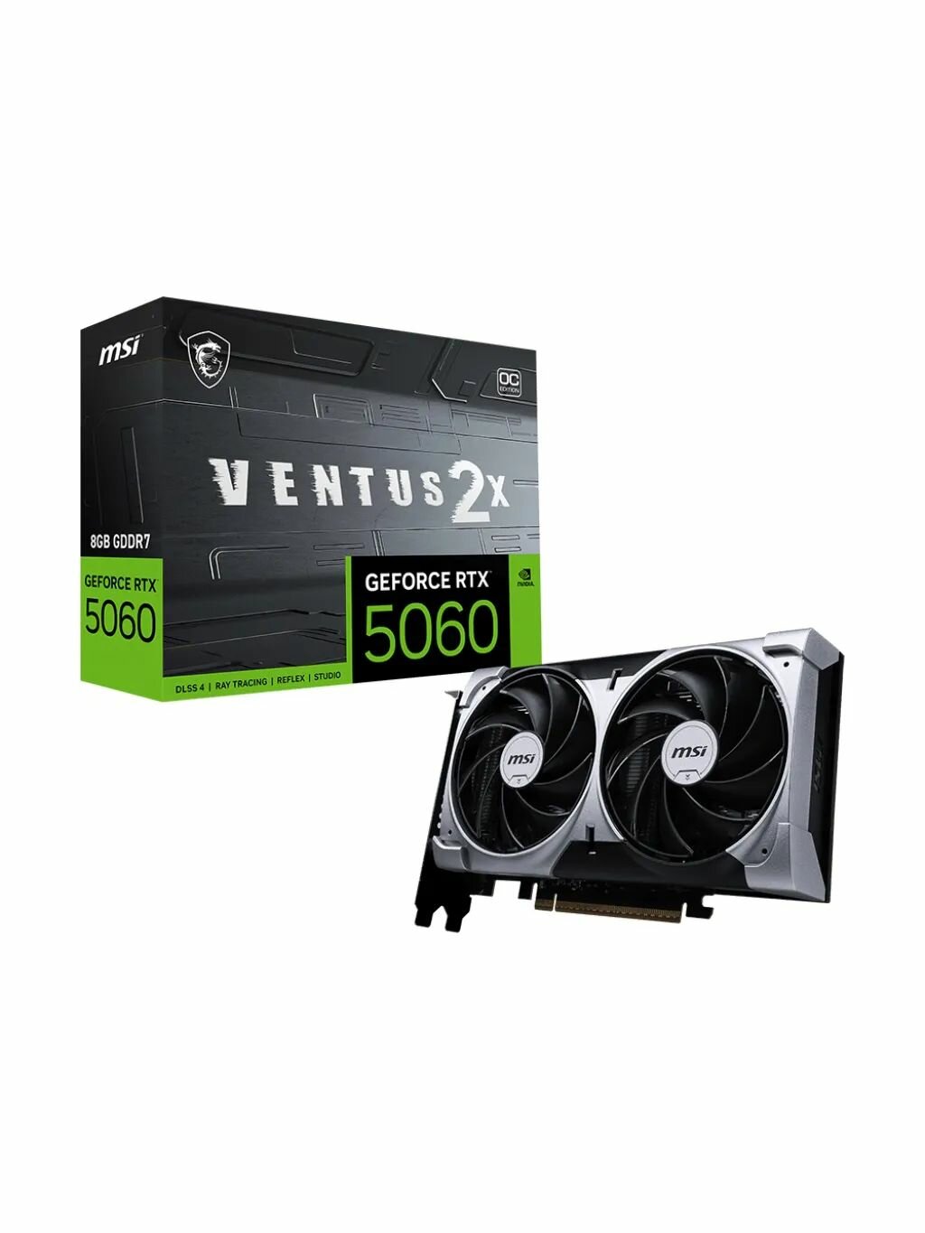 MSI Видеокарта GeForce RTX 5060 GDDR7 8 ГБ 128 бит 2535 МГц DisplayPort х 3 HDMI х 1 8 ГБ (RTX 5060 8G VENTUS 3X OC)