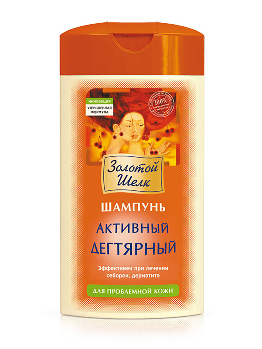 Шампунь активный дегтярный для проблемной кожи Золотой Шелк