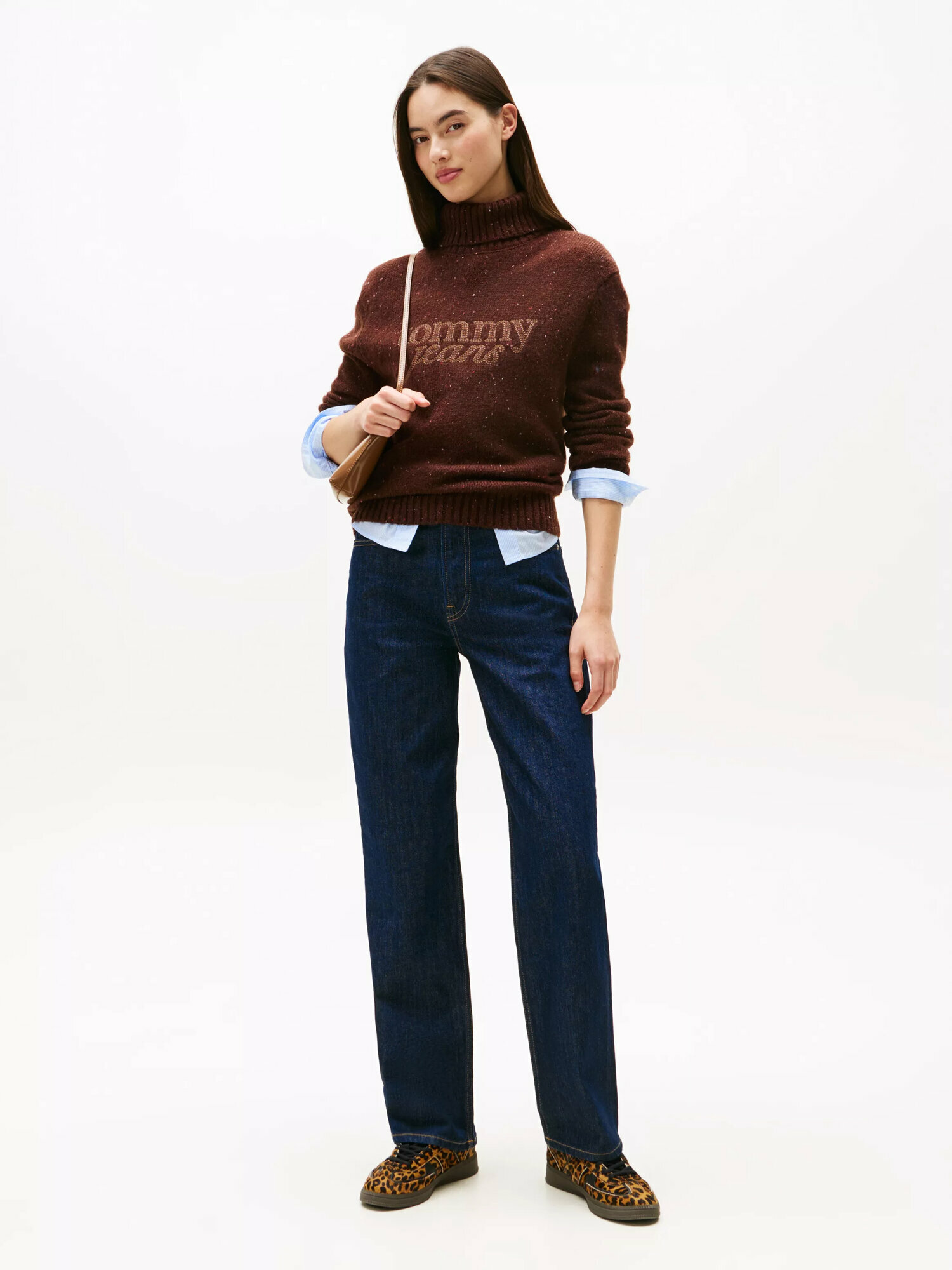 Свитер Tommy Jeans, размер S, , коричневый — фото 1