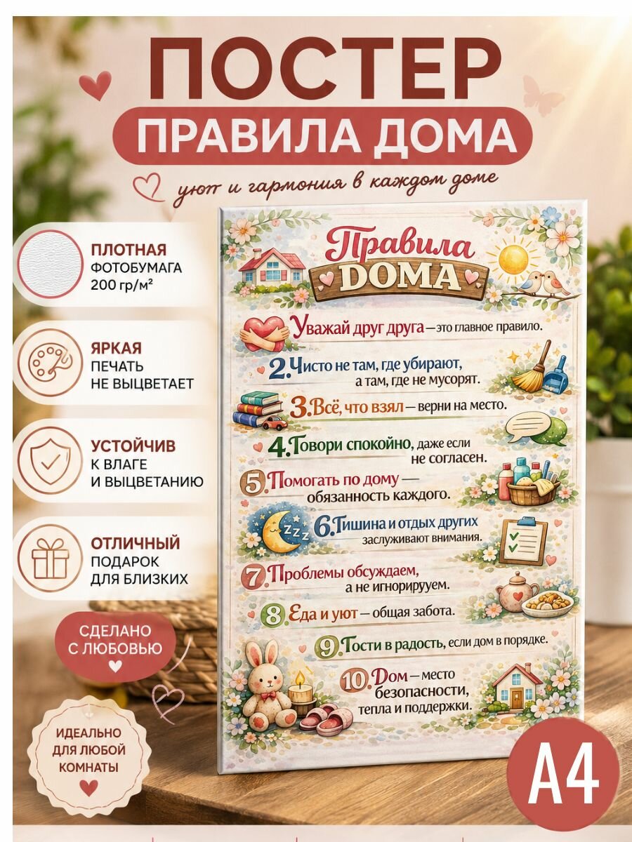 Постер А4 "Правила дома"