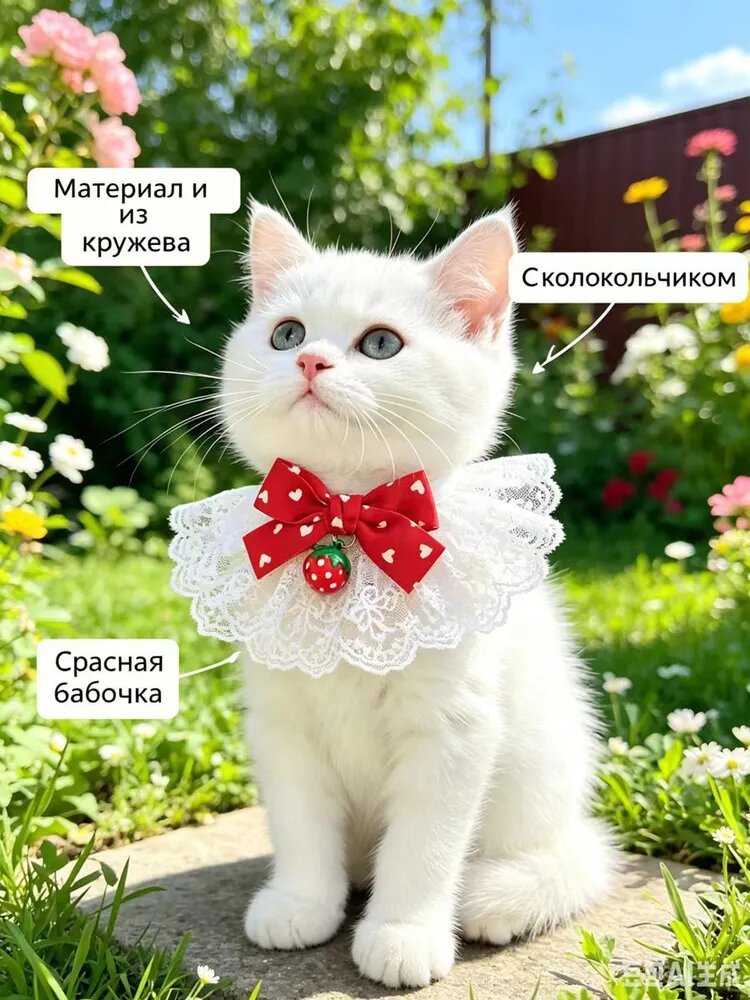 Красный бантик с бубенком для кошек и мелких собак, размеры XS-S-M-L