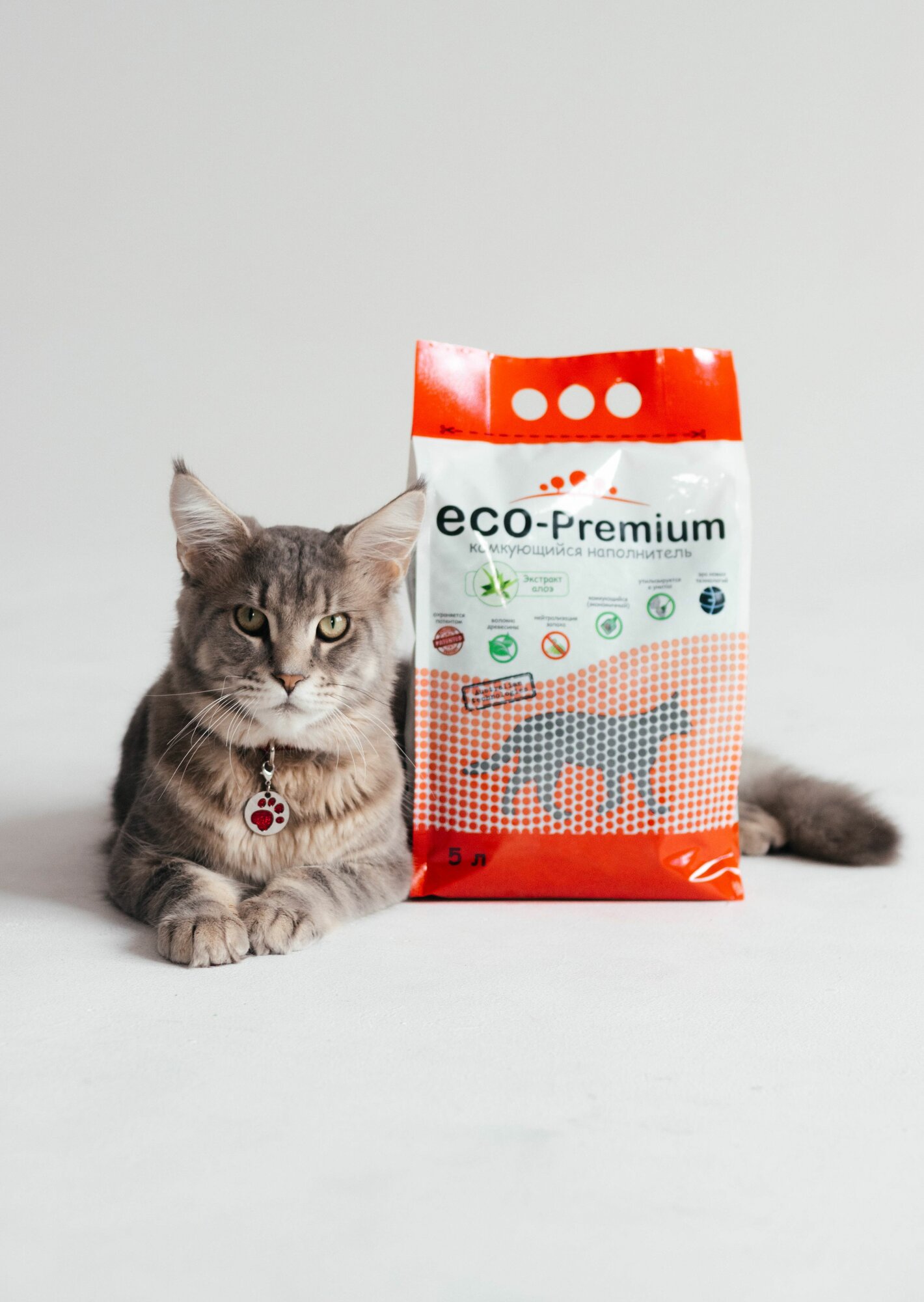 Наполнитель древесный комкующийся, ECO-Premium (Эко-премиум) с запахом алоэ, 1,9 кг, 5 л
