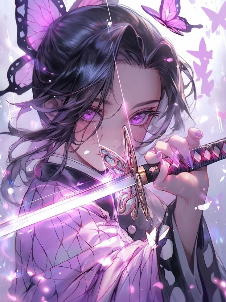 Набор для алмазной живописи Demon Slayer Kamado Tanjirou Фиолетовый, Full Round 30X40cm, BZ2271-11