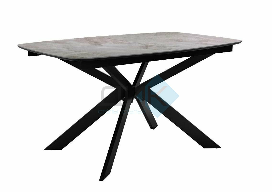 Стол DikLine BK140 Керамика Italian Grey (глянец серый)/подстолье черное/опоры черные