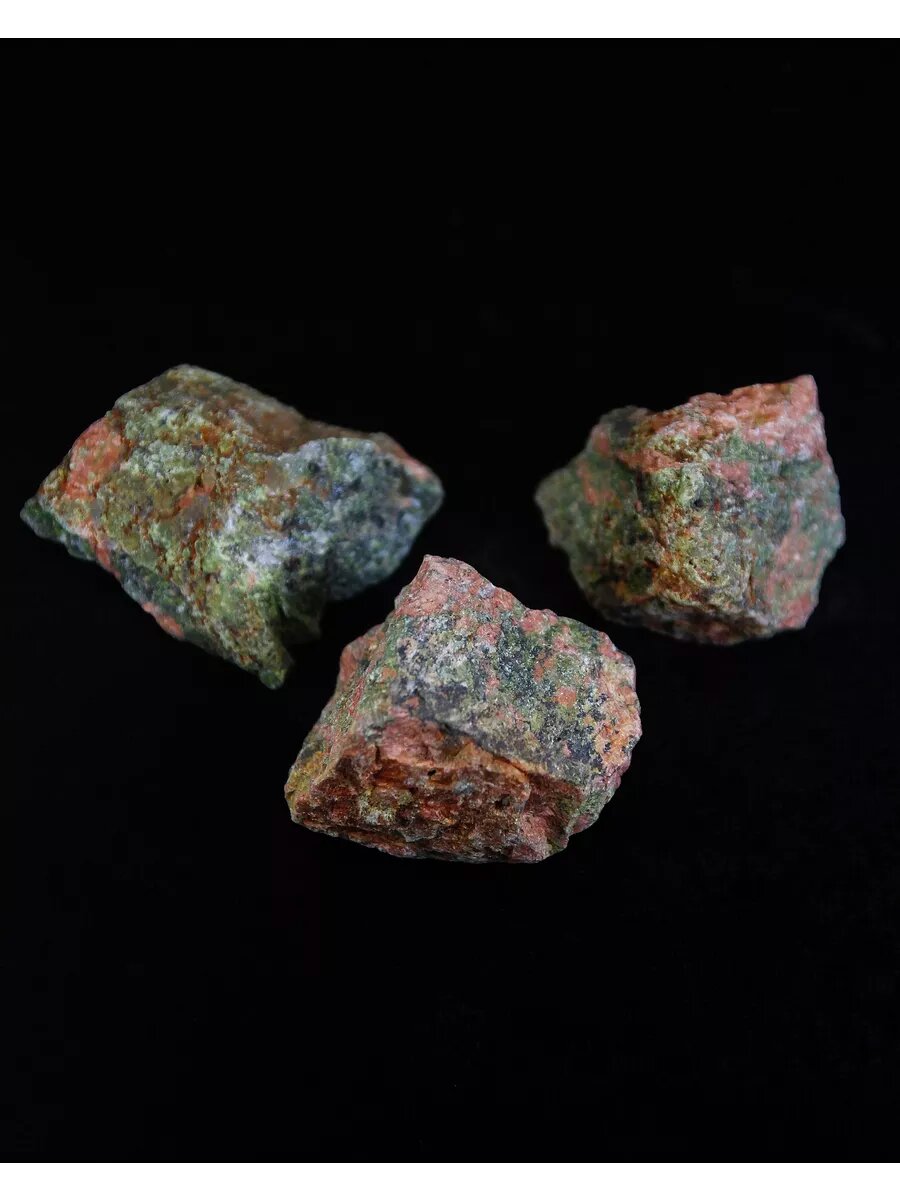 Унакит - 4-5 см, натуральный камень, 3 шт - оберег