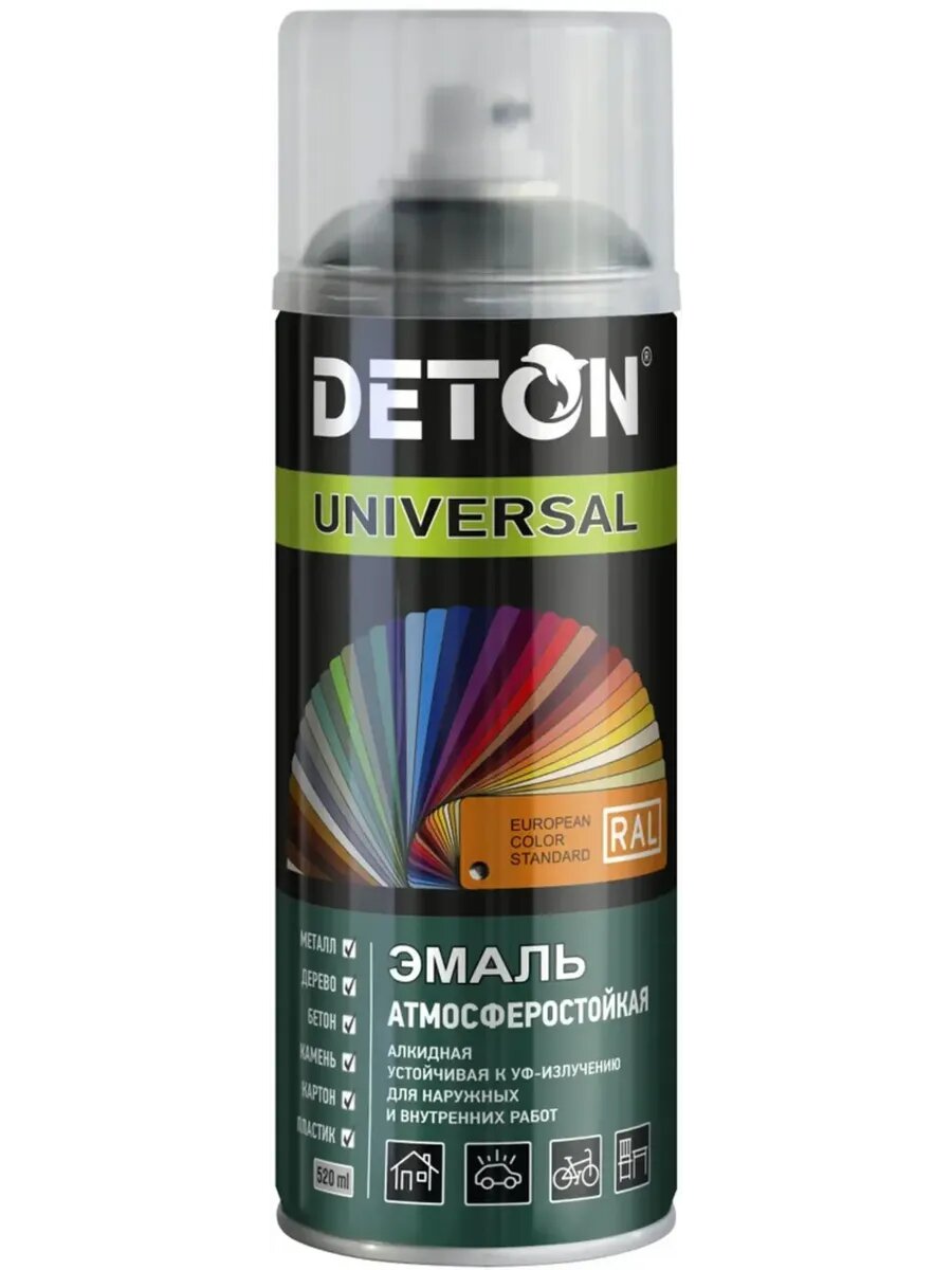 Эмаль DETON атмосферост Белая матовая 9003 аэрозоль 520мл