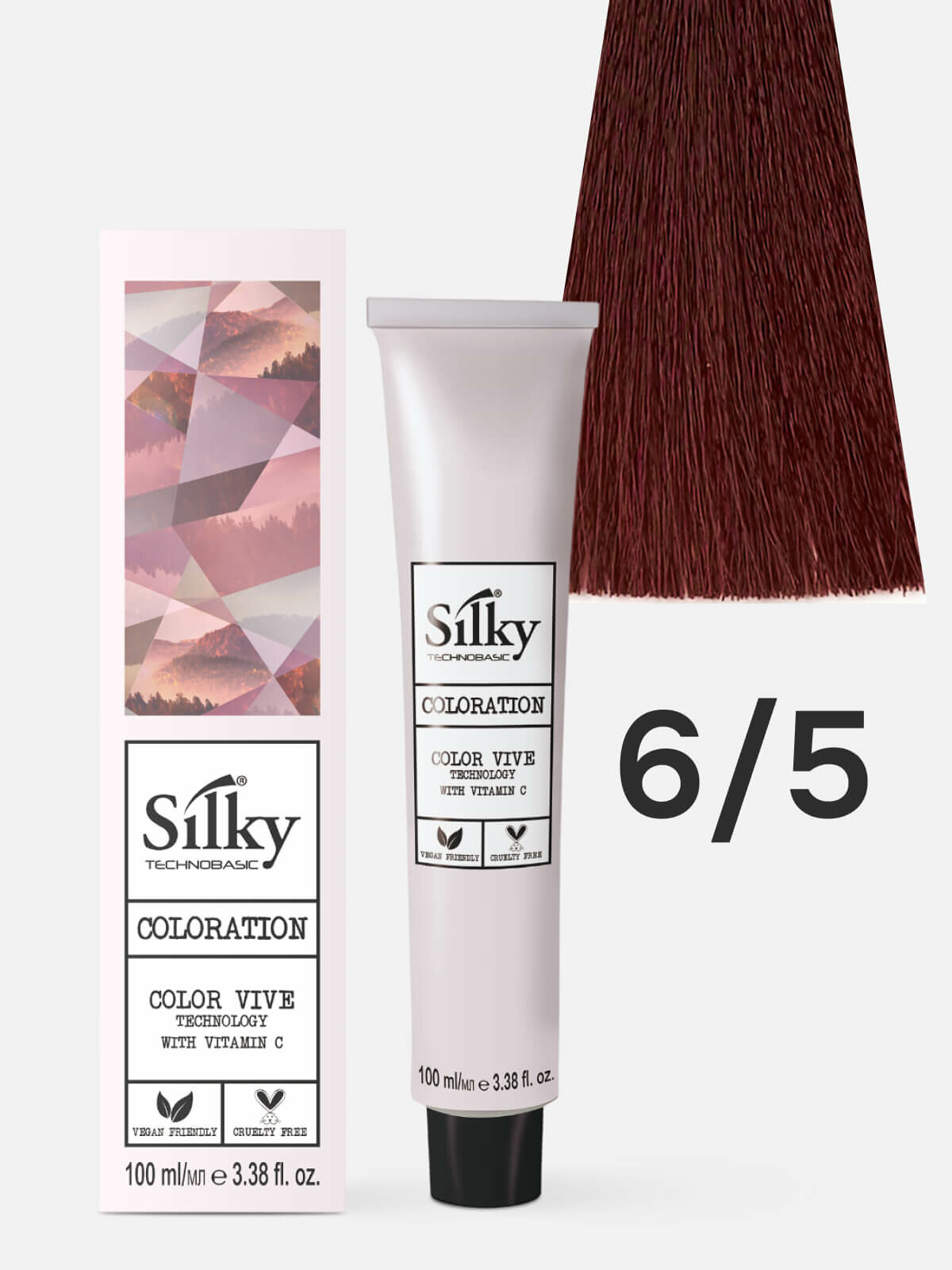 Крем - краска для волос профессиональная Silky Color Vive/Ultralift 6/5 Темный русый Махагоновый, 100 мл
