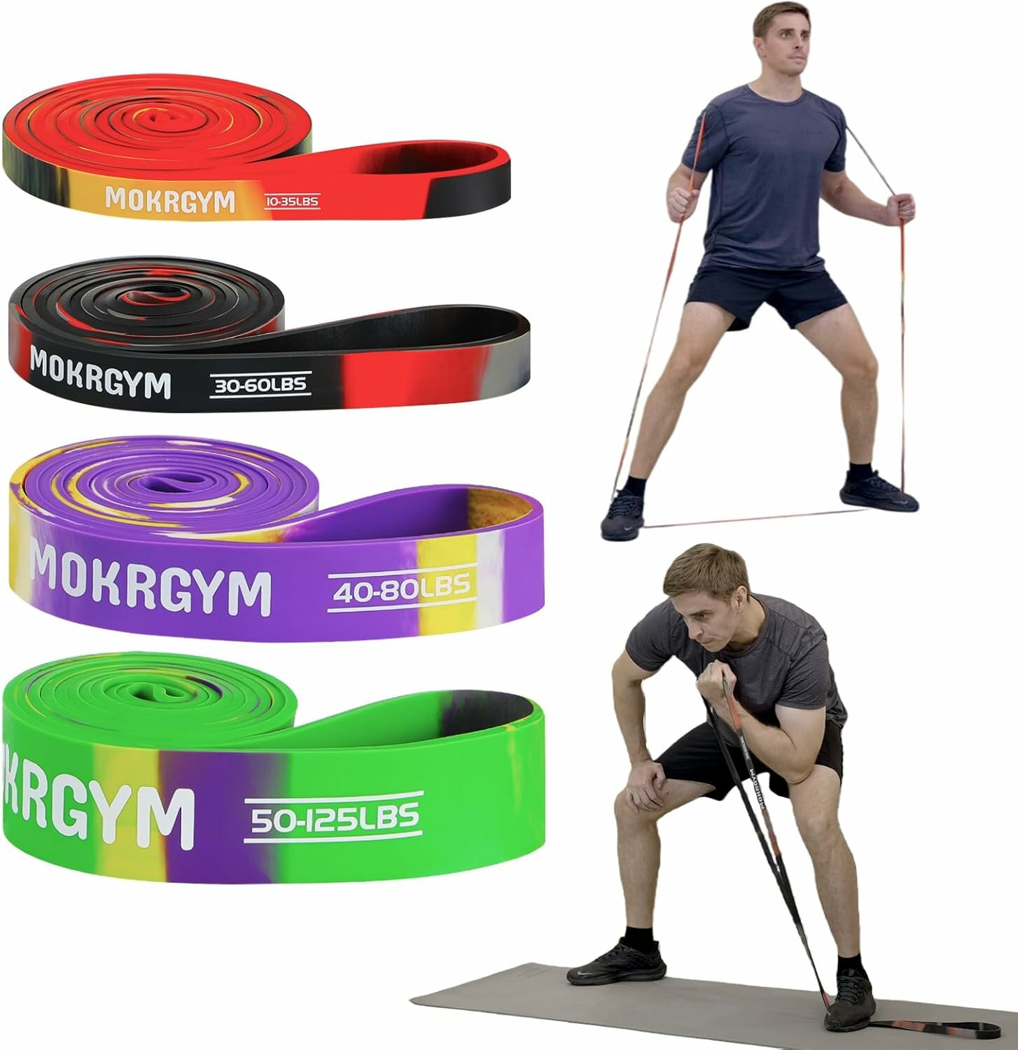 Эластичные ленты MOKRGYM, из натурального каучука, не вызывающие аллергии и прочные, для домашних и тренажерных тренировок, фитнес-упражнений.