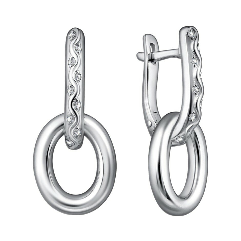 Серьги, серебро, 925 проба, фианит