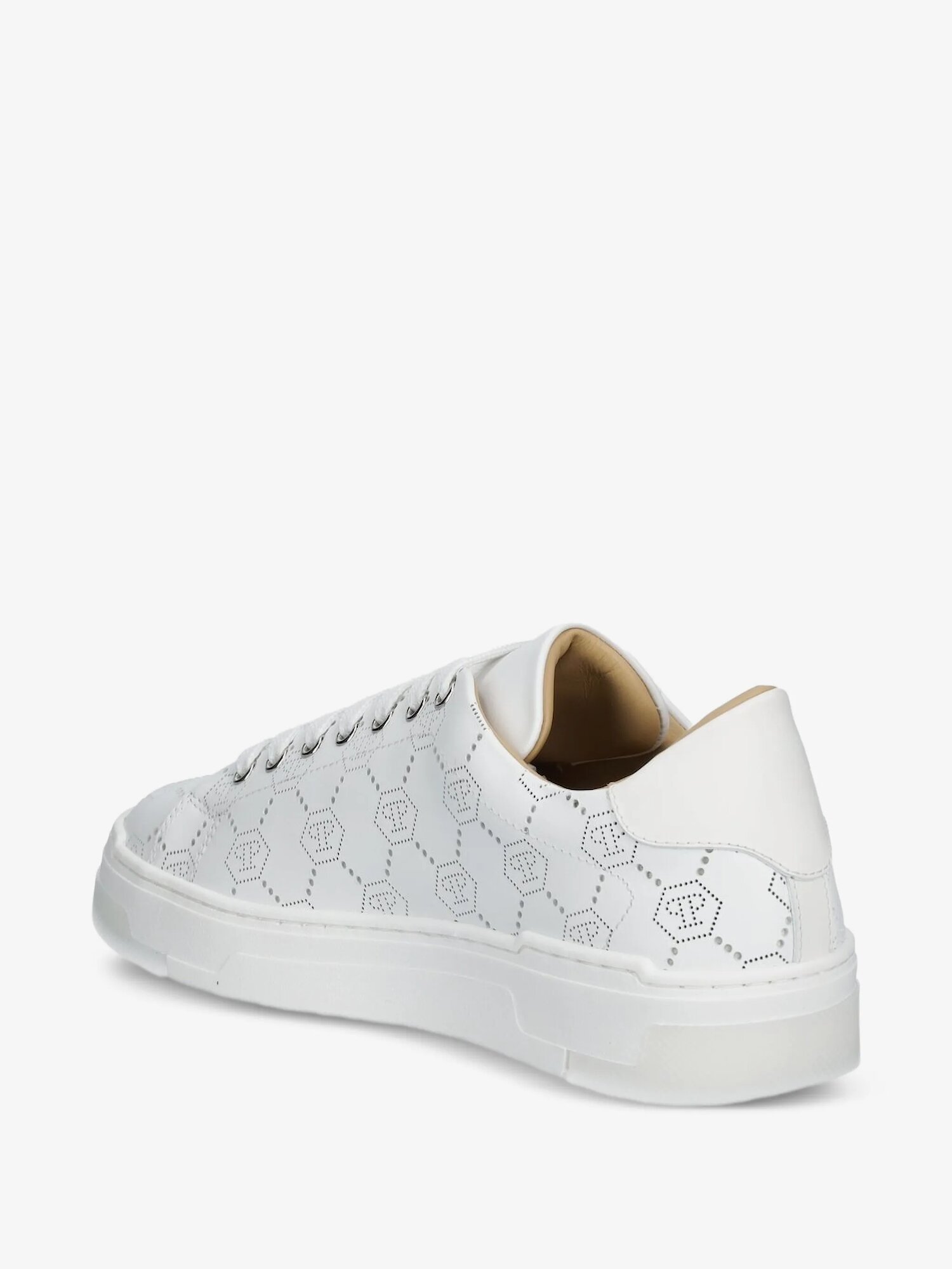 Кроссовки PHILIPP PLEIN Logo-plaque perforated sneakers, размер 38, white — фото 1