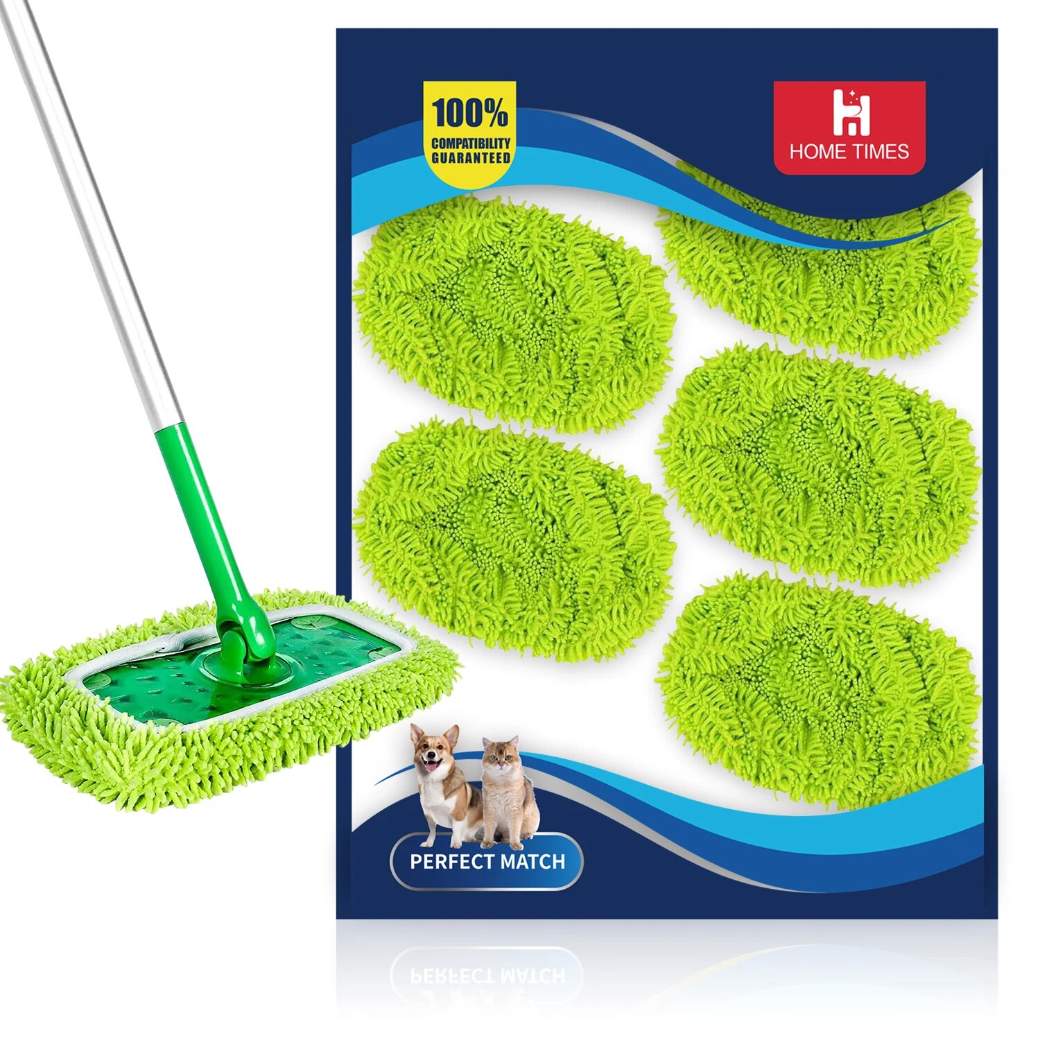 Сменные Насадки Для Швабры HOME TIMES, Совместимые С Микрофибровыми Насадками Swiffer Для Сухой И Влажной Уборки, Набор Из 5 .