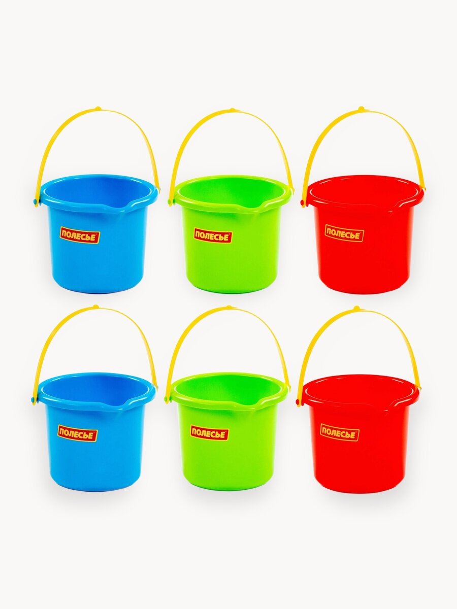 Набор 6 шт. детских ведерок малых с носиком №2 (13х10х9,5 см, объем - 0,95 л.) / Полесье