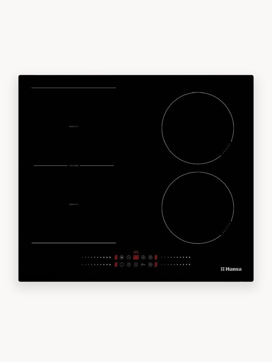 Индукционная варочная поверхность Hansa BHI68800 инверторная, стеклокерамическая поверхность, Flexi зона, блокировка от детей, функция Booster, автоотключение, индикация остаточного тепла