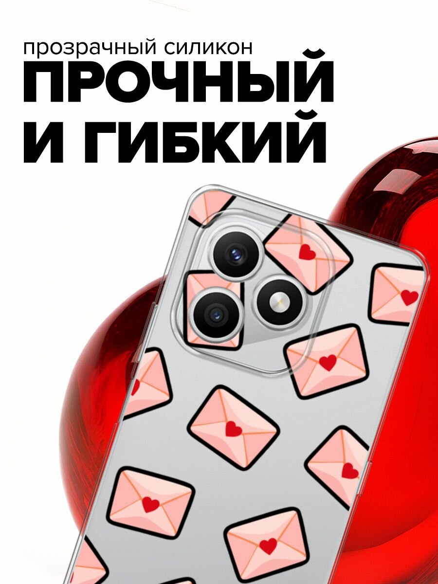 Чехол на Honor X8d / Хонор X8d с принтом Конверты с сердечками — фото 1