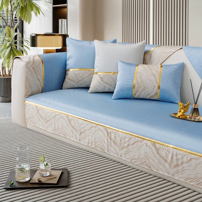 Yuman Home 2025 Летняя Новая Подушка для Дивана из Ледяного Шелка, Современный Легкий Роскошный Охлаждающий Коврик,