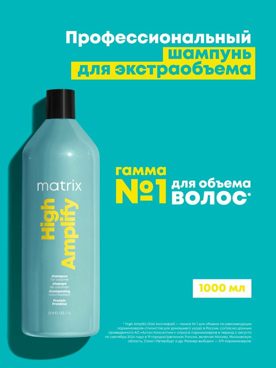 Matrix Профессиональный шампунь High Amplify для очищения жирных волос и объема у корней, 300 мл для жирных волос для объема корней