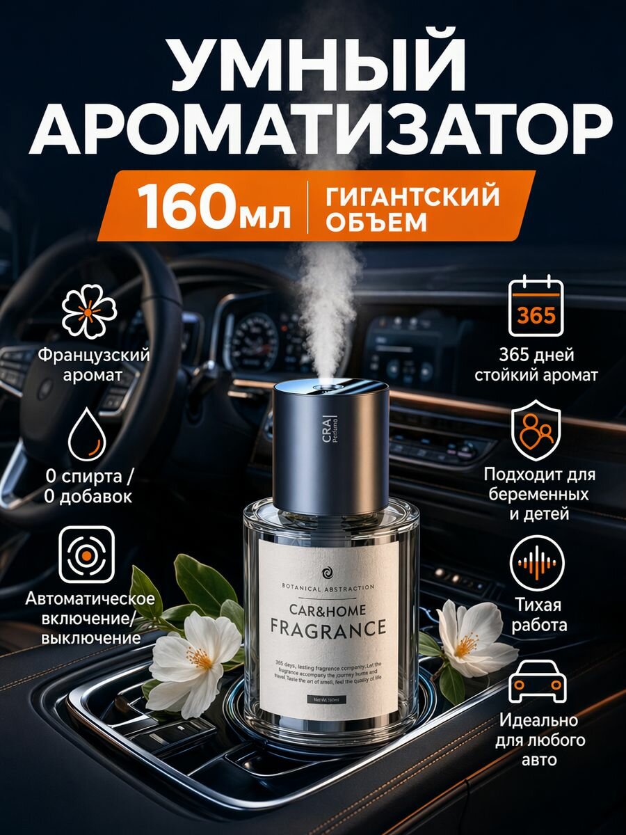 Ароматизатор для автомобиля с автоматическим распылением, умный освежитель воздуха в салон, нано-диффузор для авто, USB Type-C в машину распылитель аромата аромадиффузор